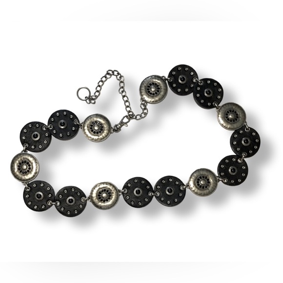 Source Unknown | Accessories | Y2k Metal And Leather Medallion Disc ...